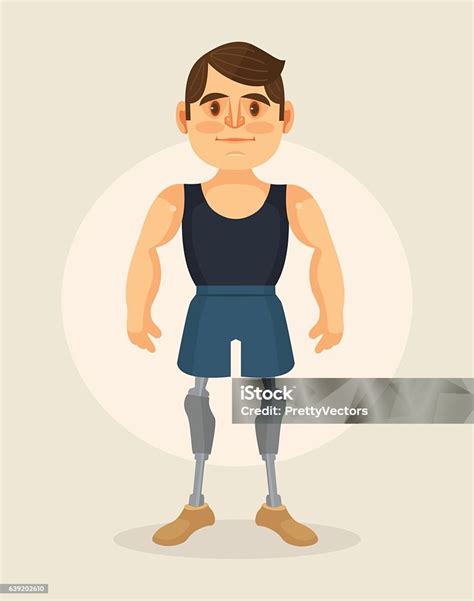 Ilustración De Carácter Hombre Con Prótesis De Pie Ilustración De