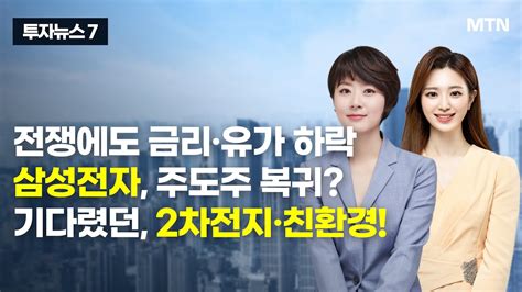 투자뉴스7 전쟁에도 금리·유가 하락 삼성전자 주도주 복귀 기다렸던 2차전지·친환경 머니투데이방송 증시 증권