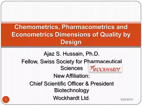 Chemometrics Pharmacometrics And Econometrics Dimensions Of Quality PPT