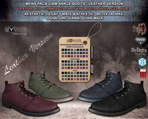Second Life Marketplace Hassel Pack Mens Liam Leather Ankle Boots