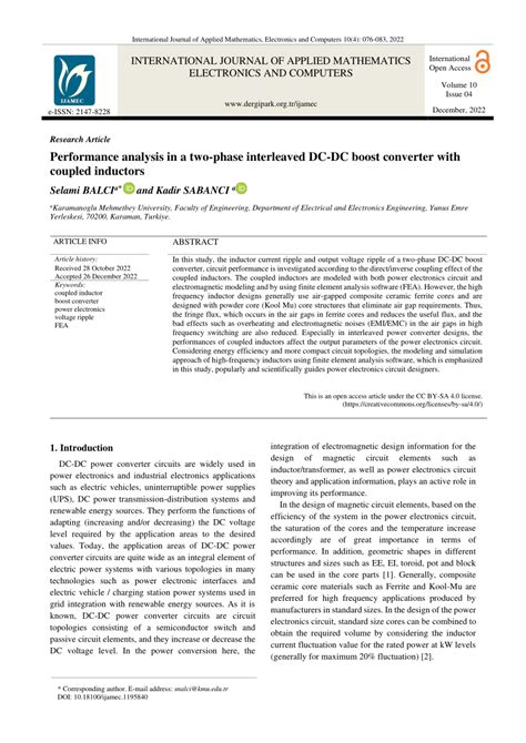 Pdf Performance Analysis In A Two Phase Interleaved Dc Dc Boost