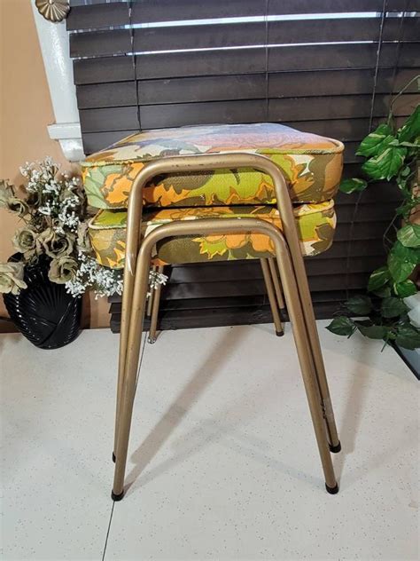 Stacking Stools Vintage Stools Floral Retro Floral Etsy