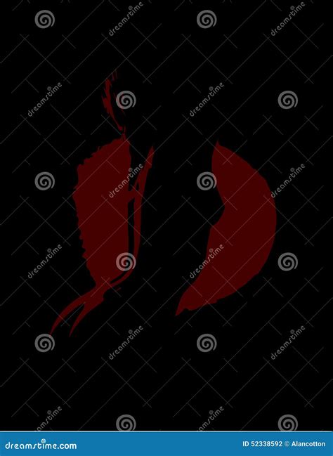 A Nude In Blaxk And Red Isolated On Black Stock Illustration