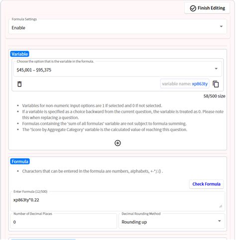 Formula Settings Users Guide