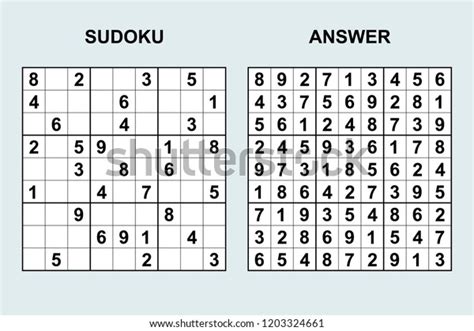 Vector Sudoku Answer 196 Puzzle Game Stock Vector Royalty Free 1203324661