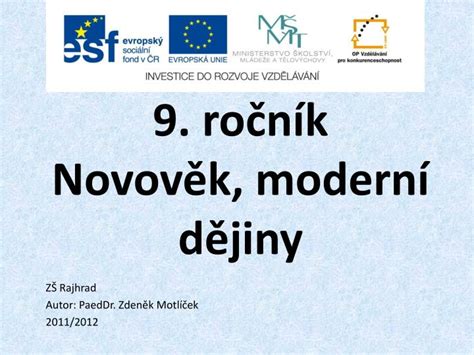 PPT ročník Novověk moderní dějiny PowerPoint Presentation free download ID