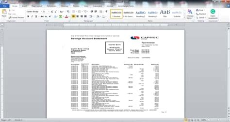 Capitec Bank Statement Template Download MS Word File
