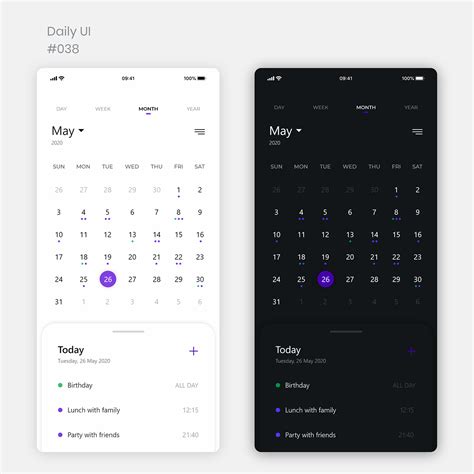 Daily Ui 038 Calendar On Behance