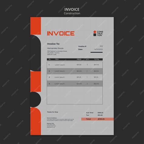Premium Psd Construction Project Invoice Template