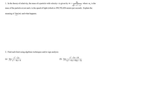 solved mo 1 in the theory of relativity the mass of a