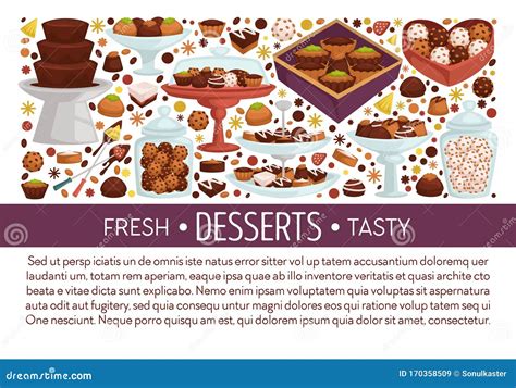 Desserts Banner Template With Assorted Truffle Chocolate Candies And