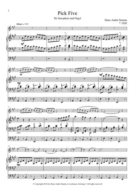 Six Pieces For Saxophone And Organ By Hans Andre Stamm Woodwind Duet