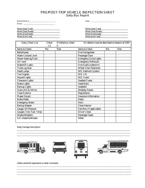 Vehicle Checklist Template Word