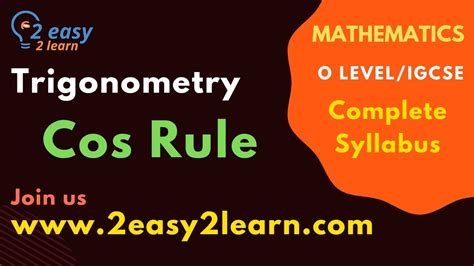 Cosine Rule O Level 4024 Igcse 0580 Mathematics Matric Trigonometry Youtube