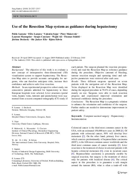 Pdf Use Of The Resection Map System As Guidance During Hepatectomy