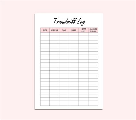 Printable Treadmill Log Printable Word Searches