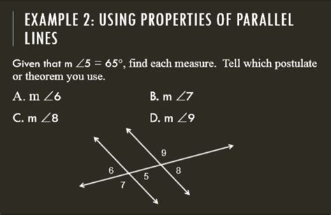 Solved Example Using Properties Of Parallel Lines Given That M
