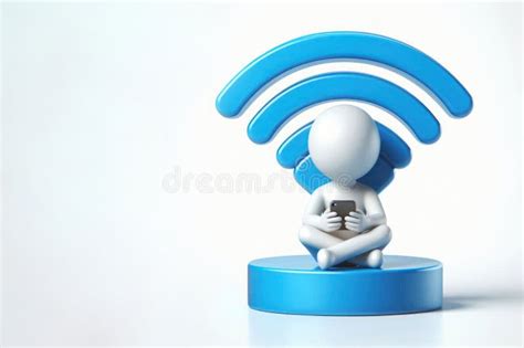 A Person With A Phone In A Wi Fi Area Space For Text Stock Illustration Illustration Of