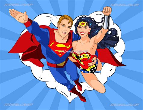 Custom Digital Power Couple Portrait Empowering Fun And Etsy