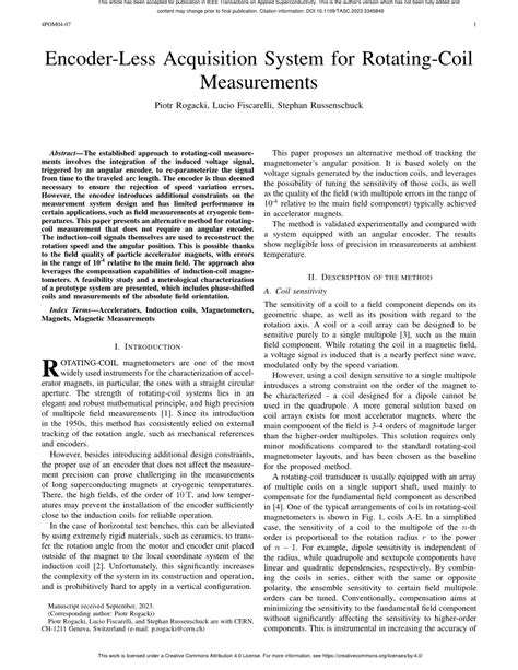 pdf encoder less acquisition system for rotating coil measurements