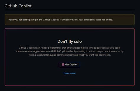 Thank You For Participating In The GitHub Copilot Technical Preview Your Extended Access Has