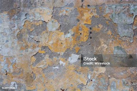 주황색과 파란색 음영으로 칠해진 질감 있는 벽의 클로즈업 샷 0명에 대한 스톡 사진 및 기타 이미지 0명 거친 건축 Istock