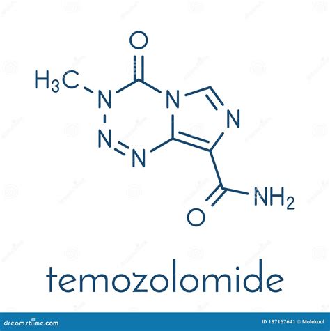 Temozolomide Cancer Chemotherapy Drug Molecule Skeletal Formula Stock