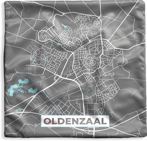 Kussenhoes 60x60 Cm Stadskaart Oldenzaal Grijs Blauw Katoen