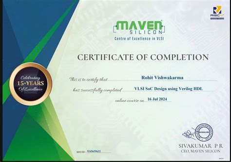 rohit vishwakrama on linkedin i completed a vlsi course for maven