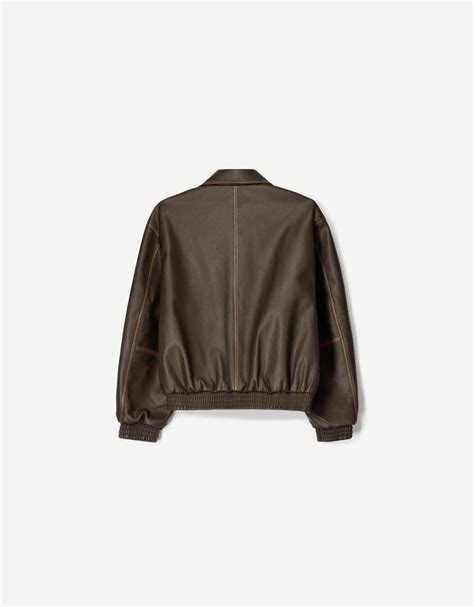 Oversize Bunda S Koženým Efektom Bsk Teen Bershka