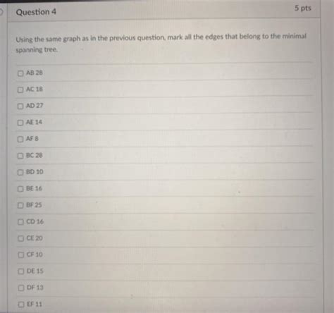 Solved Question 1 Given A Graph With The Following Vertices