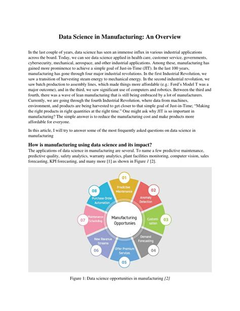 Pdf Data Science In Manufacturing An Overview