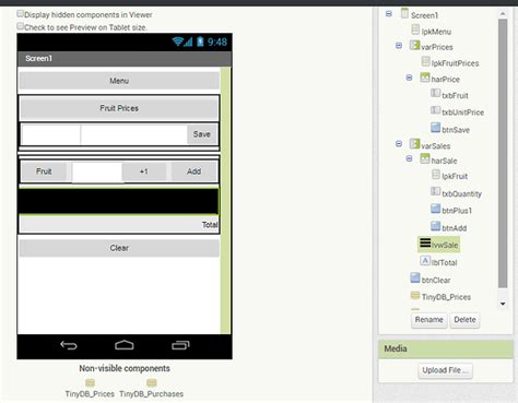 Fruit Stand TinyDb Namespace Sample Tutorials And Guides MIT App Inventor Community