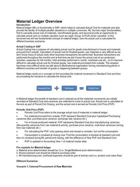 Sap Material Ledger Overview Pdf Valuation Finance Debits And