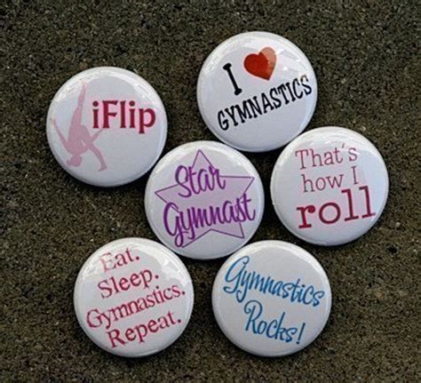 Gymnastics Set Of 6 Buttons Pinbacks Badges 1 Inch Etsy