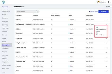 Hide Specific Subscriptions Plans GroupApp