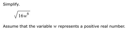 Solved Simplify 16w62assume That The Variable W ﻿represents