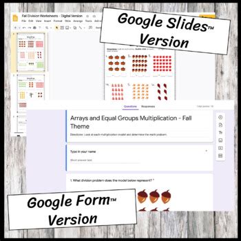 Arrays and Equal Groups Division Worksheets - Fall Theme | PDF & Google ...