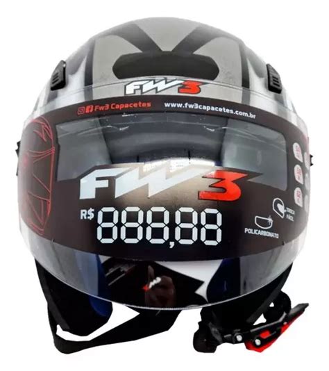 Capacete FW3 X Open Up Fox Preto Grafite Aberto C Viseira Solar