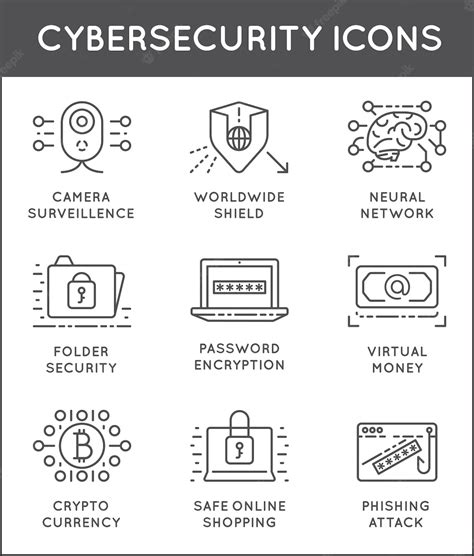Premium Vector Cyber Security Thin Line Icons Set Computer Network