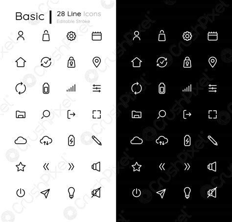 Basic Linear Icons Set For Dark And Light Mode Stock Vector 3113263 Crushpixel