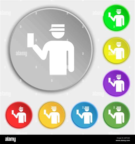 Inspector icon sign. Symbol on five flat buttons. Vector Stock Vector ...