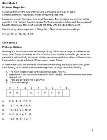 Answered Case Study Problem Merge Sort Merge Sort Follows The Rule