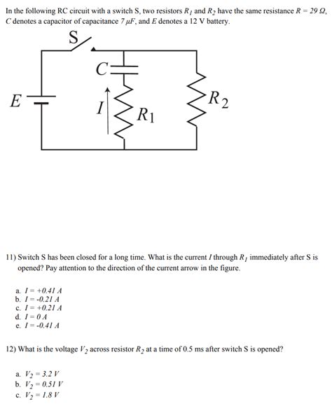 Solved In The Following RC Circuit With A Switch S Two Chegg Com