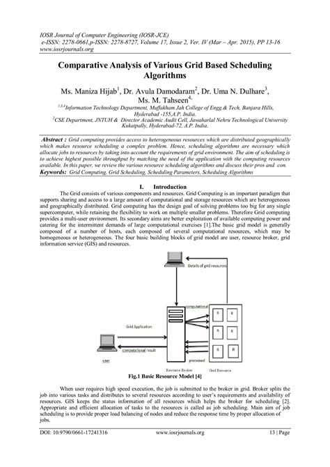 Comparative Analysis Of Various Grid Based Scheduling Algorithms Pdf