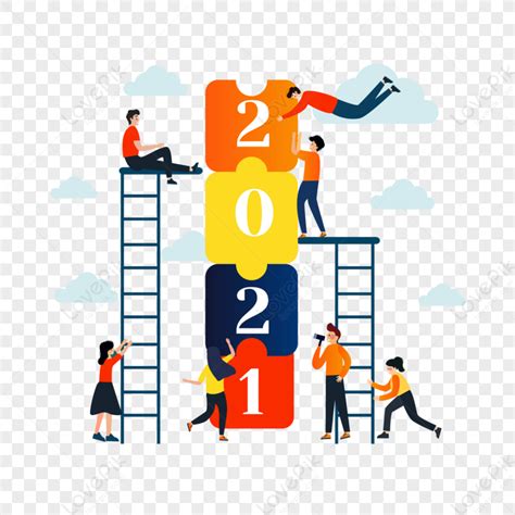 2021 새해 복 많이 받으세요 크리에이티브 빌딩 블록사다리창의성