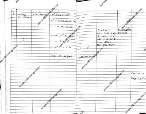 Mathematics Lesson Plan On Factorization In English