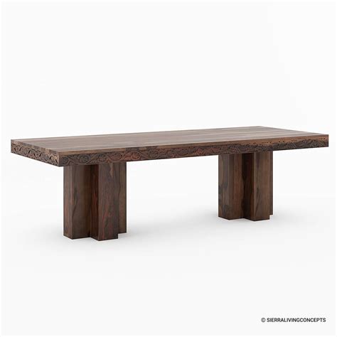 Dallas Ranch Rustic Solid Wood Double Pedestal Large Dining Table Double Pedestal Dining Table