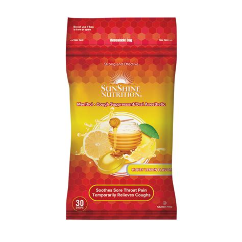 Lozenges Honey Lemon Flavour 30 Drops Sunshine Nutrition