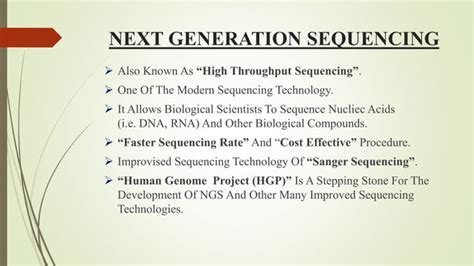 Next Generation Sequencing Ngs Ppt